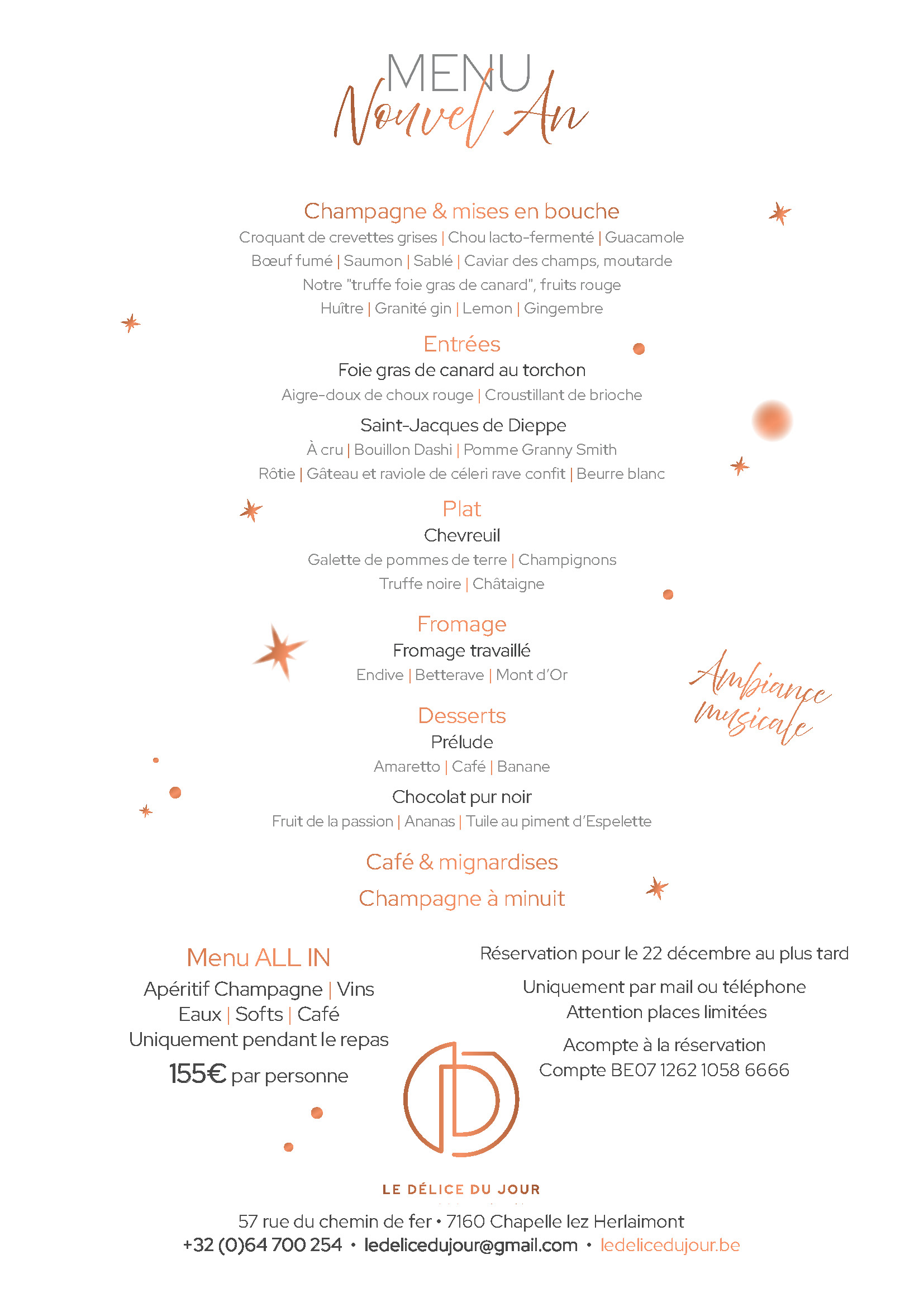 Cartes et menus - Le Délice du Jour
