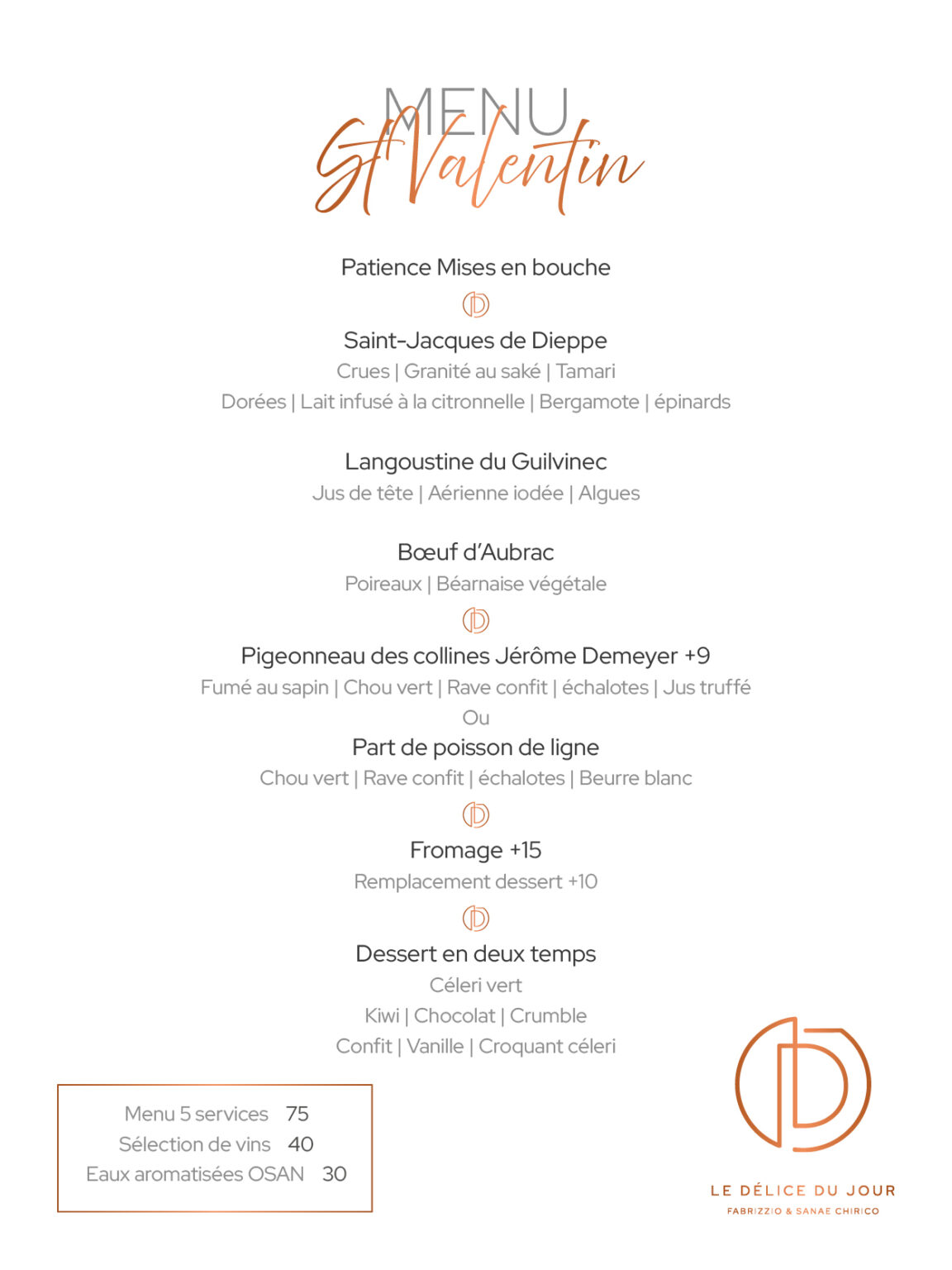 Cartes et menus - Le Délice du Jour